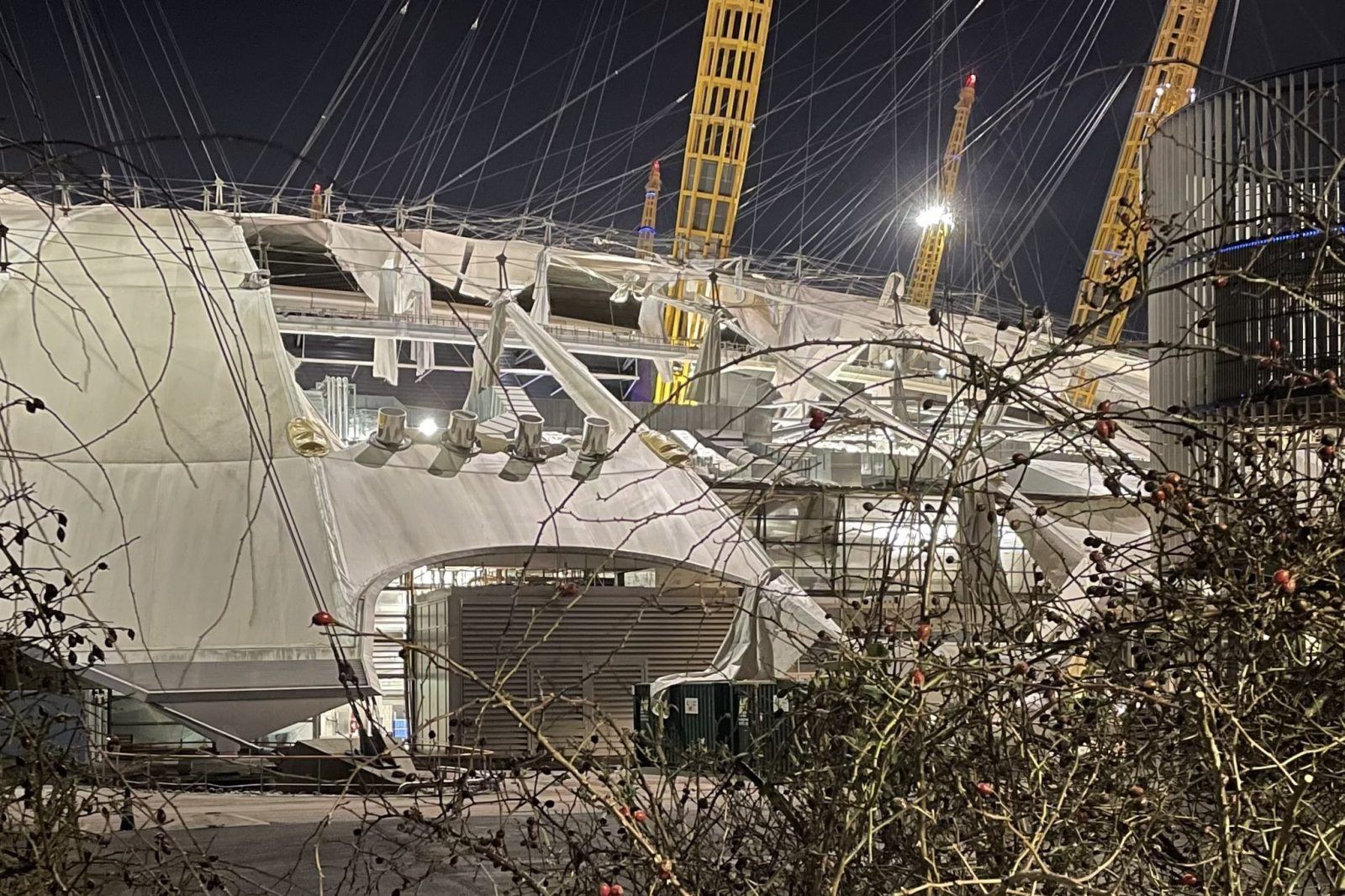 02 Arena roof ripped off and Laban centre battered by Storm Eunice