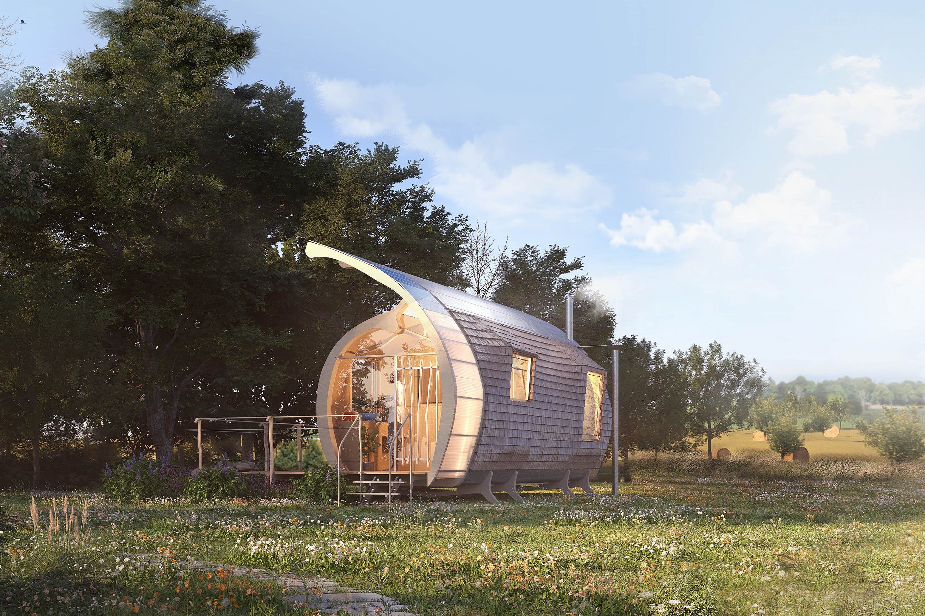 Part 3 student submits plans for prefab rental cabin in Shropshire