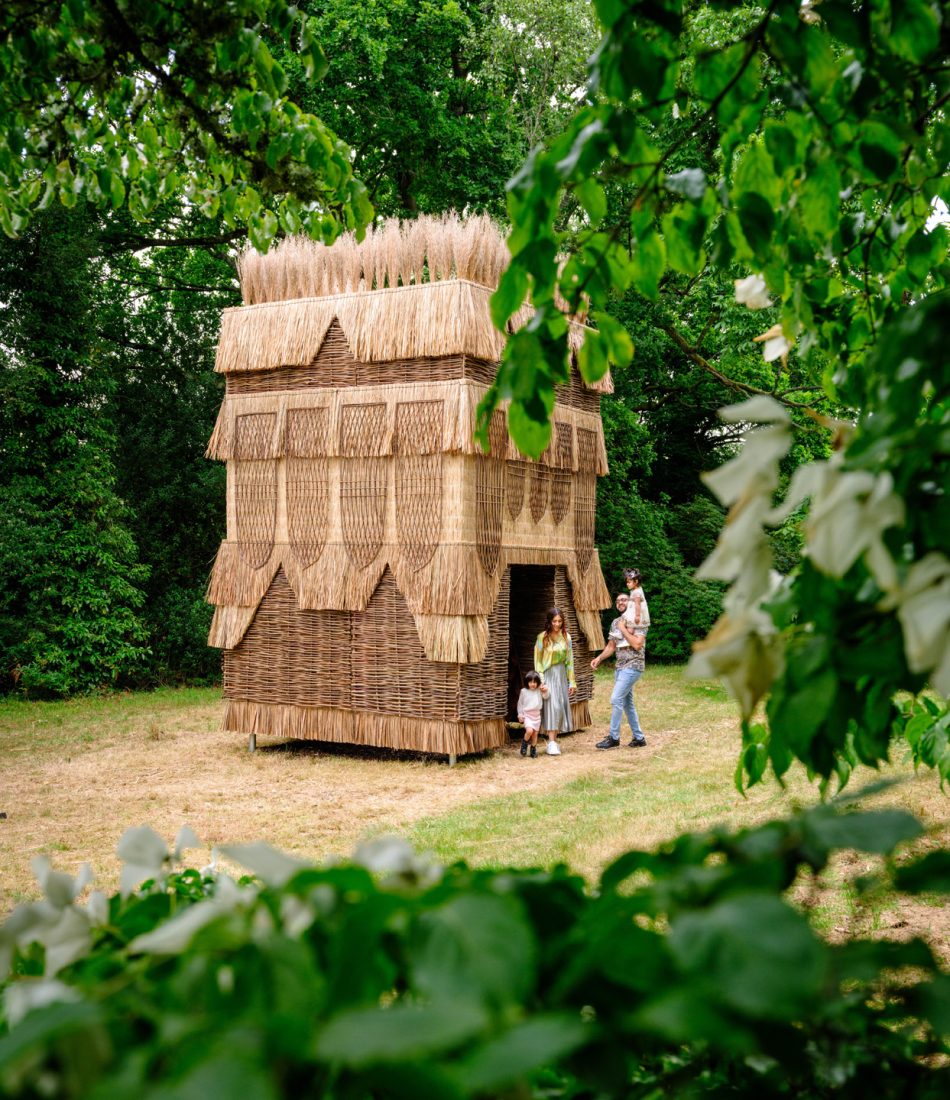 Flea Folly Architects create ‘false banana’ pavilion from hazel and reed