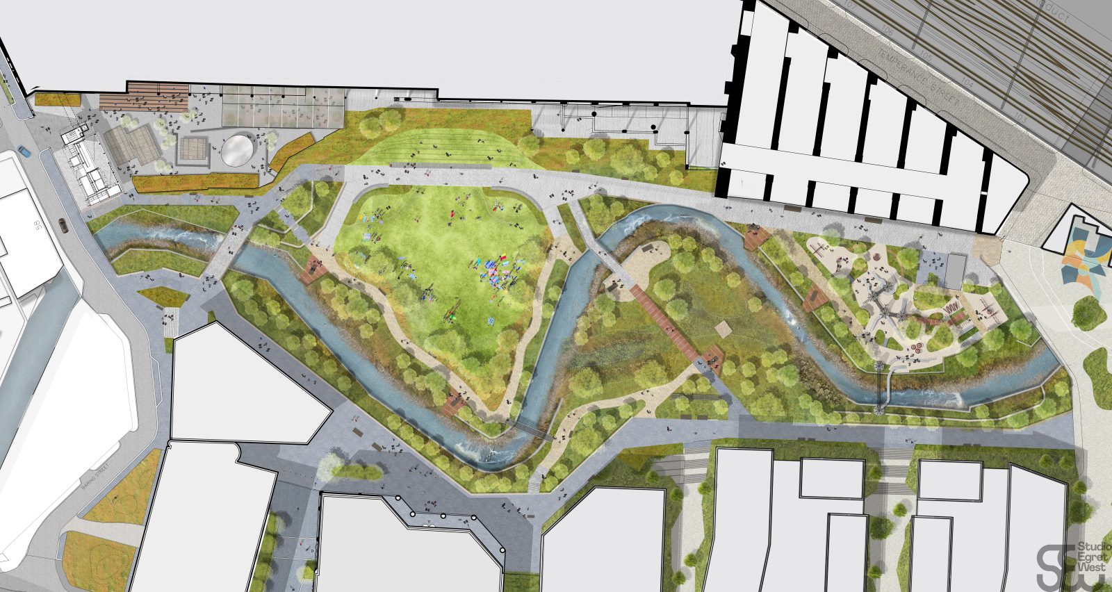 Studio Egret West’s new Manchester park opens to public