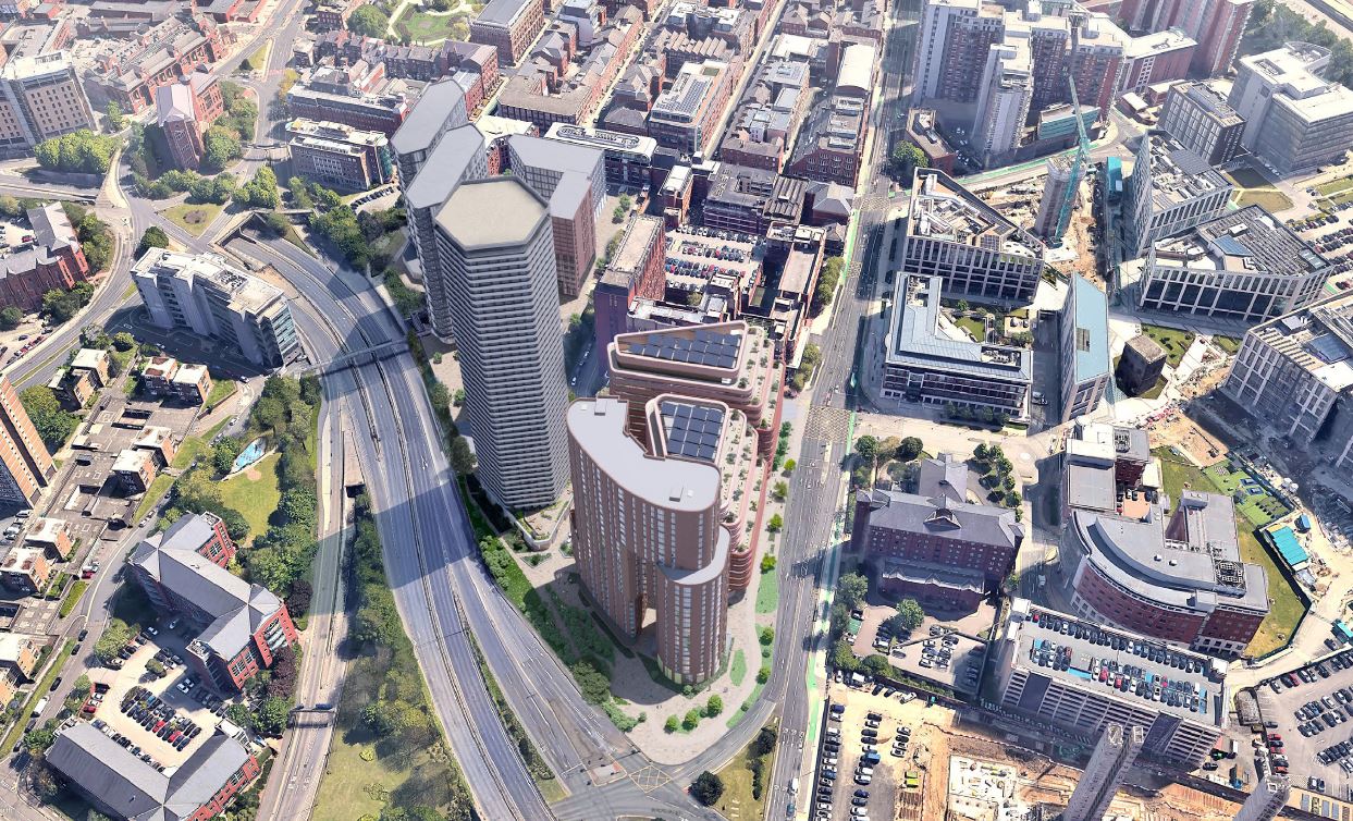 Glenn Howells submits designs for 45-storey hexagonal Leeds tower