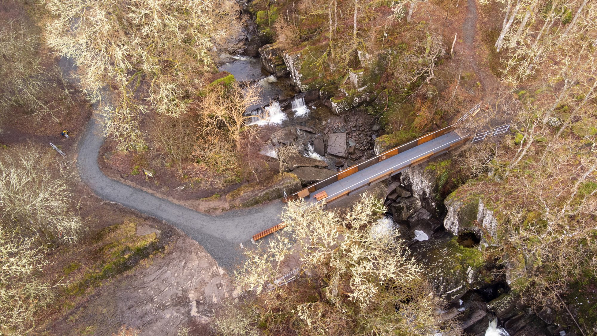 Beam Architects’ perforated steel footbridge in Perthshire opens