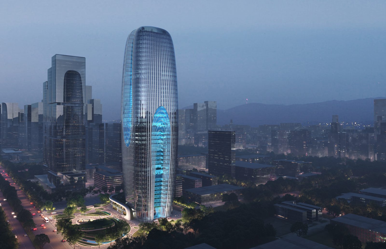 Zaha Hadid Architects reveals plans for curving skyscraper in China