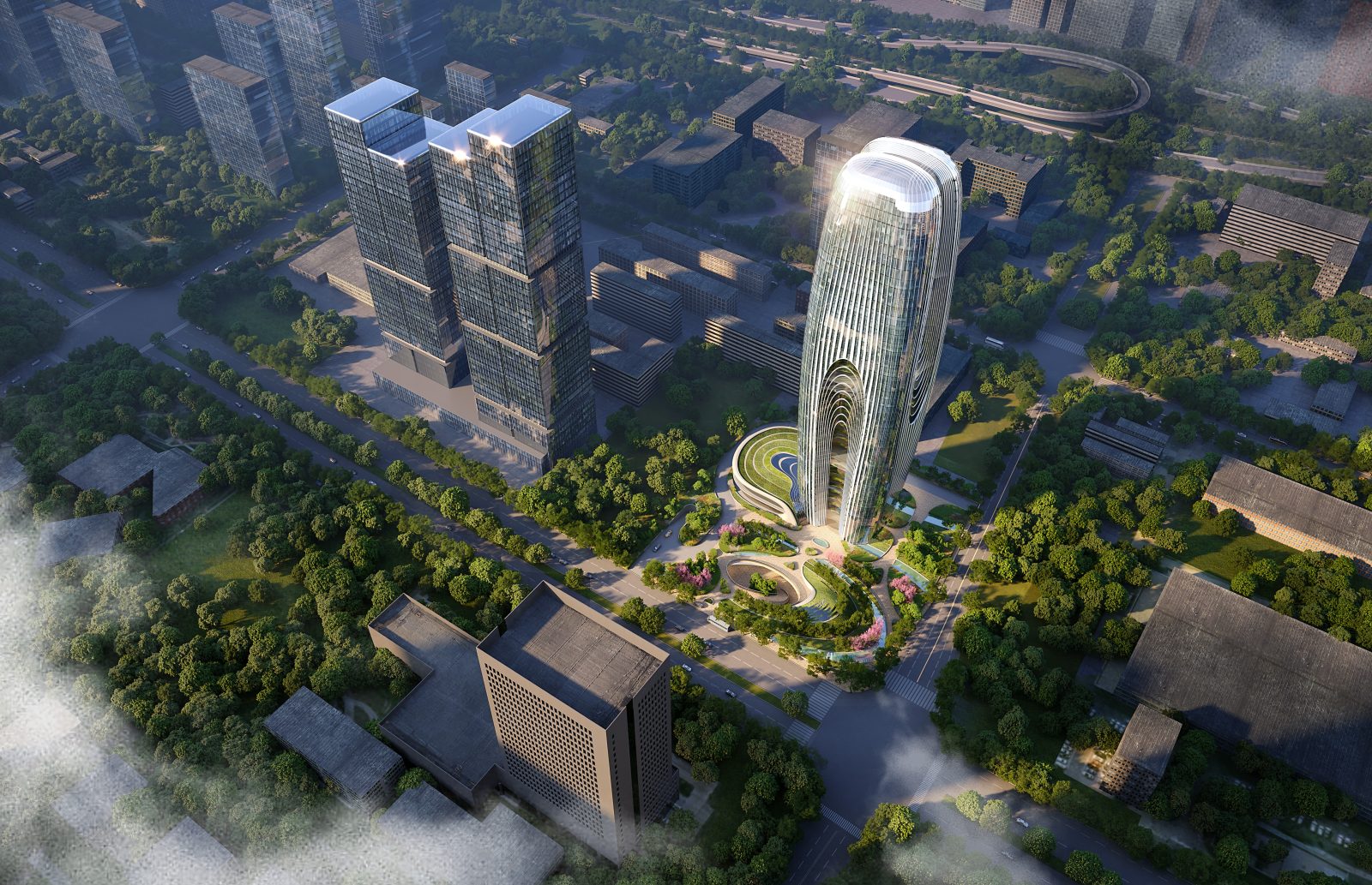 Zaha Hadid Architects reveals plans for curving skyscraper in China