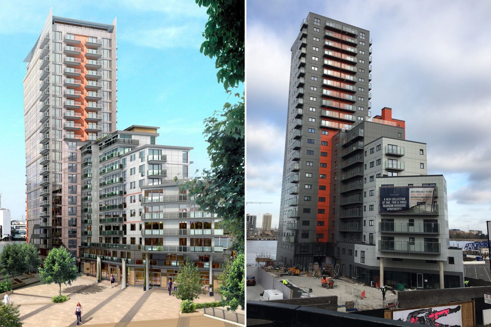 ‘Unlawful’ Woolwich tower can stay if orange cladding is removed