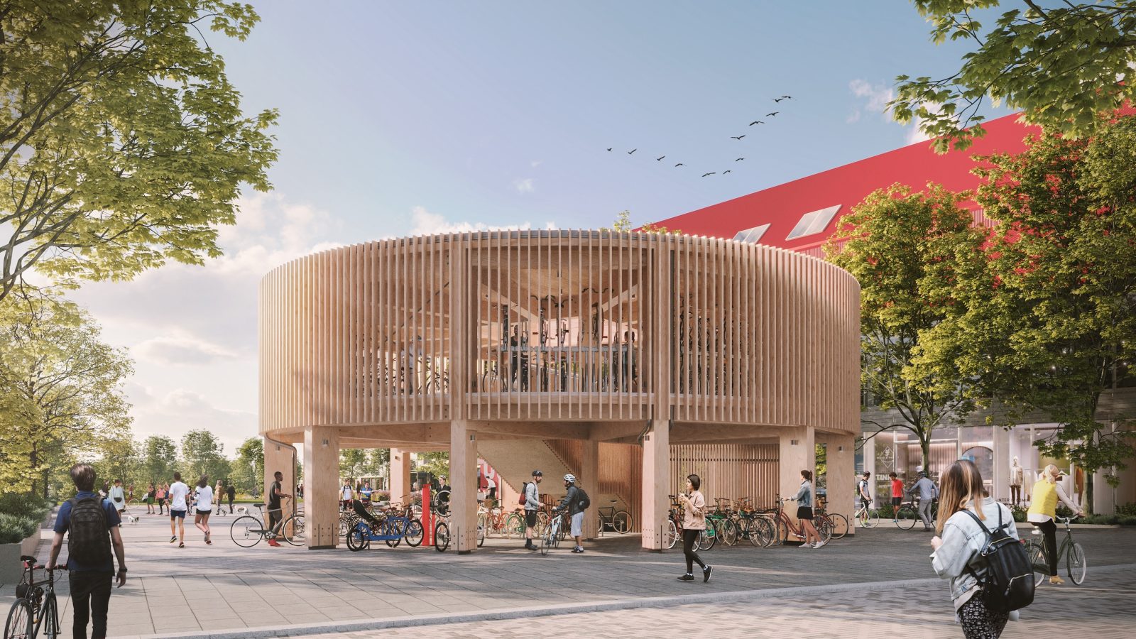 Fletcher Priest wins approval for timber cycle pavilion in Oxford