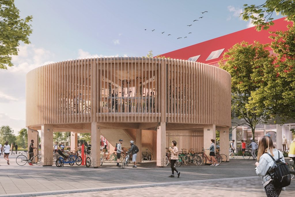 Fletcher Priest wins approval for timber cycle pavilion in Oxford
