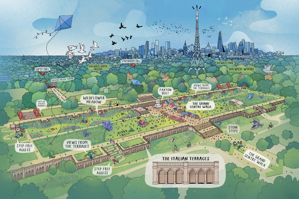 HTA unveils first proposals for £17.5m Crystal Palace Park overhaul