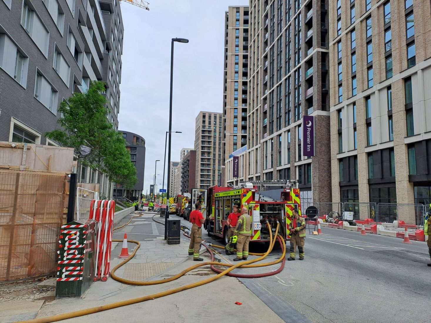 Seven taken to hospital after fire on Hawkins\Brown site