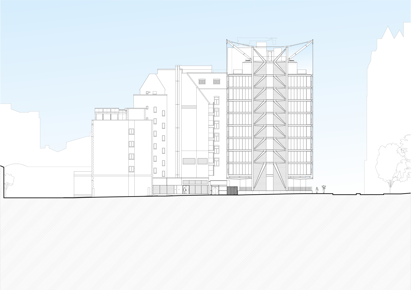 RSHP completes luxury London hotel with part-suspended floor structure