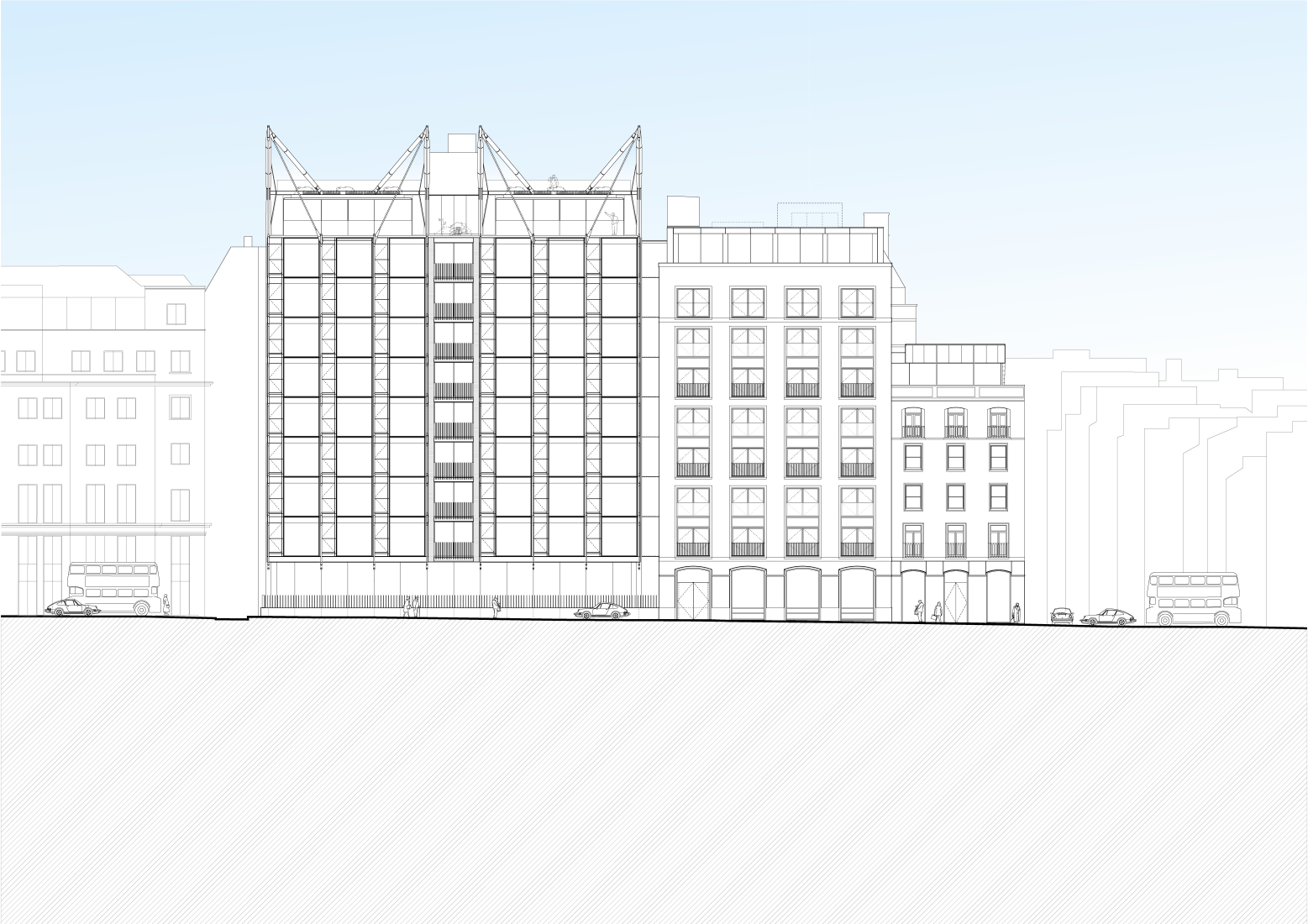 RSHP completes luxury London hotel with part-suspended floor structure