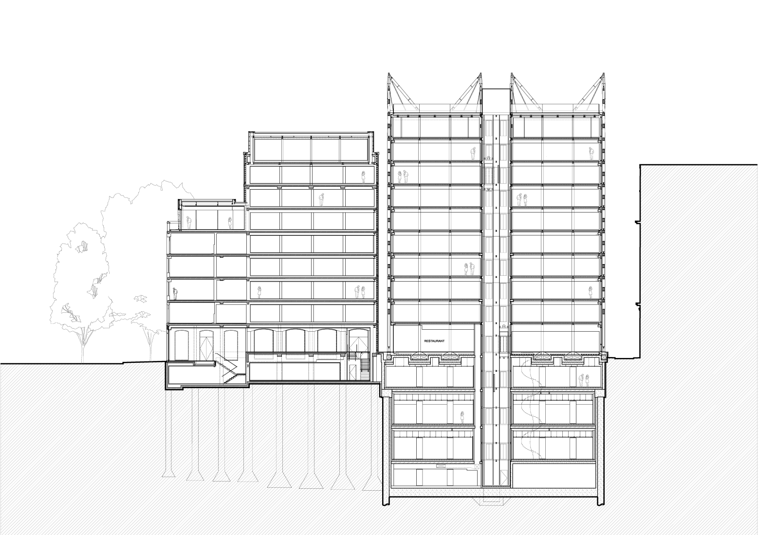 RSHP completes luxury London hotel with part-suspended floor structure