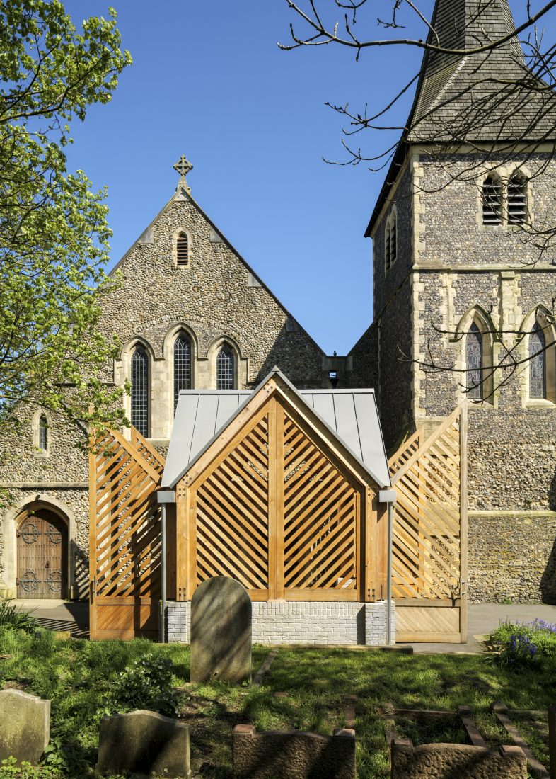 John Puttick Associates refurbishes Hove church, adding timber porch