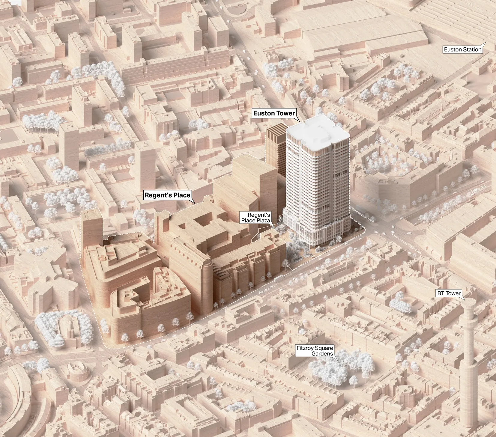 3XN’s rejigged Euston Tower overhaul approved