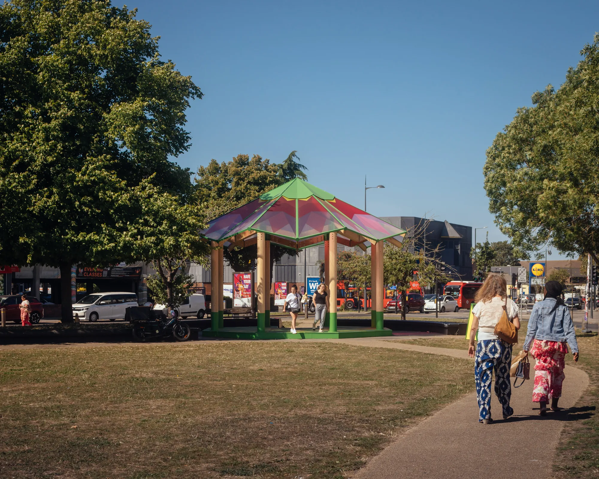 Charles Holland Architects completes demountable bandstand in Mitcham