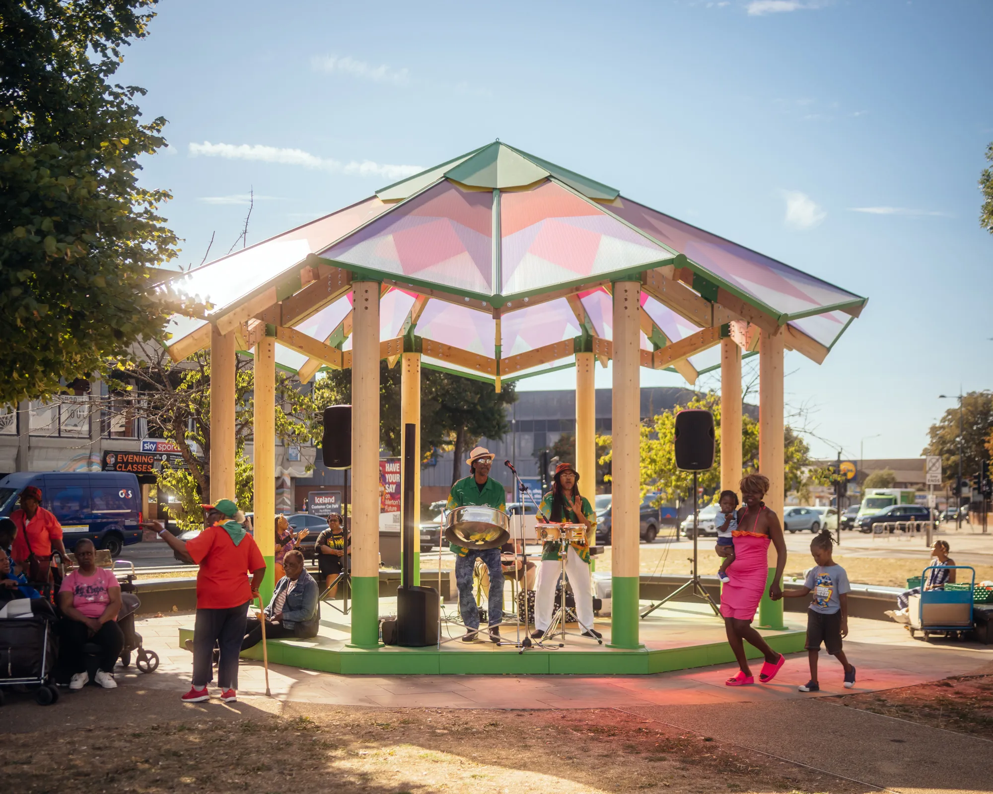 Charles Holland Architects completes demountable bandstand in Mitcham