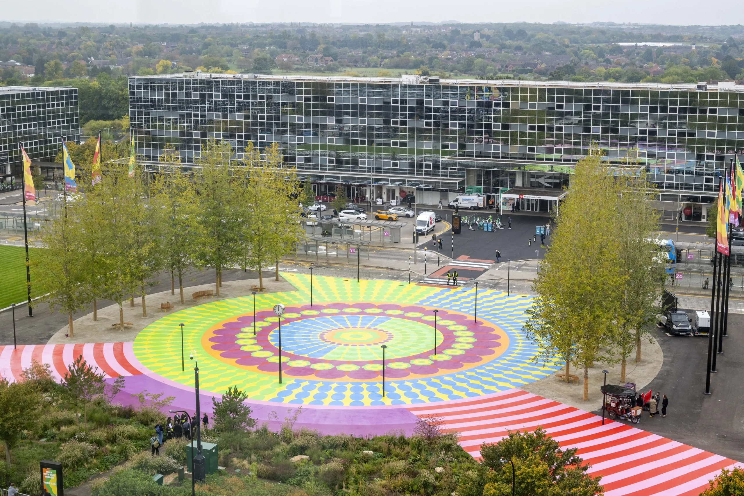 Artist Yinka Ilori transforms Milton Keynes Station Square